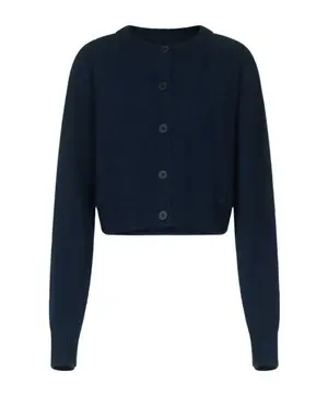 Loulou De Saison Heike Buttoned Cropped Cardigan - Navy Blue