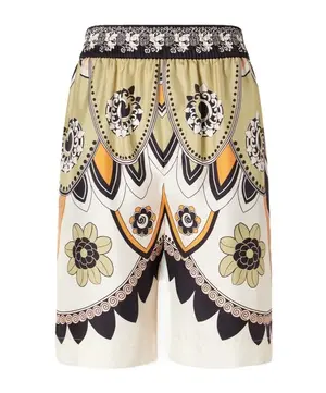 La DoubleJ Printed Satin Elastic Waist Culottes - Nude