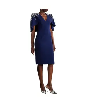 Jenny Packham Embellished Midi Dress With Flowy Sleeves