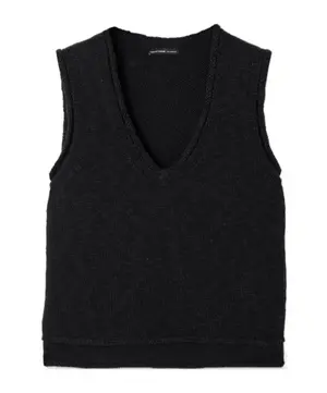 JAMES PERSE Ribbed Cotton And Linen-blend Tank - Black