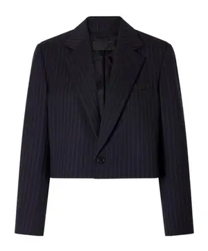 NILI LOTAN Striped Cropped Blazer - Black