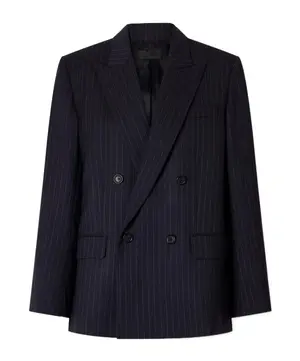 NILI LOTAN Striped Wool Blazer - Black