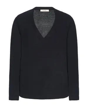 THE ROW Poesis Lightweight Cashmere V-neck Sweater - Black