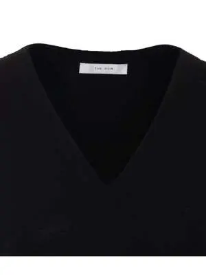 THE ROW Poesis Lightweight Cashmere V-neck Sweater - Black