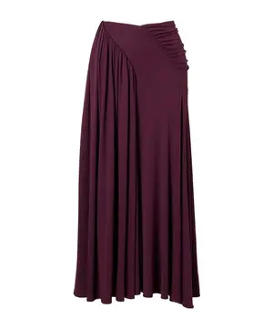 Rabanne Burgundy Diagonal Ruched Long Skirt - Red