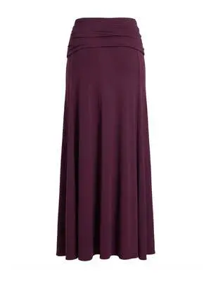 Rabanne Burgundy Diagonal Ruched Long Skirt