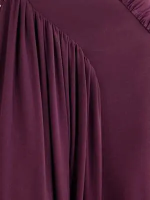 Rabanne Burgundy Diagonal Ruched Long Skirt
