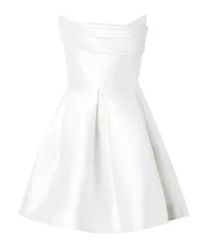 Alex Perry Draped Satin Bandeau Mini Dress - White