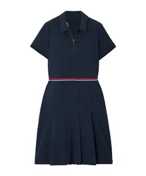 Bogner Pleated Laser-cut Striped Stretch-jersey Golf Dress - Black