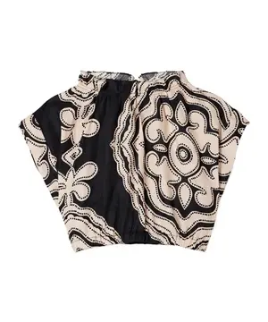 LEMLEM Muna Cropped Printed Linen Top