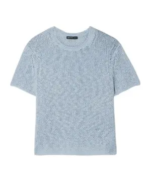 JAMES PERSE Open-knit Cotton And Linen-blend T-shirt - Blue