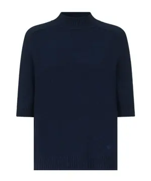 Loulou De Saison Ruth High Neck Knitted Top - Navy