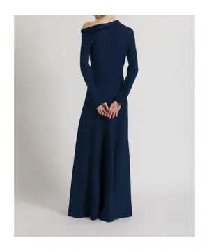 Alberta Ferretti Asymmetric-neck Long-sleeve Dress
