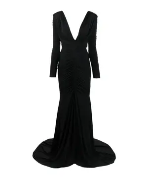 Alex Perry V-neck Long-sleeve Gown - Black