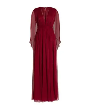 Alberta Ferretti Long Chiffon Dress - Red