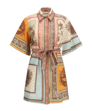 ALEMAIS Alberta Printed Mini Shirt Dress