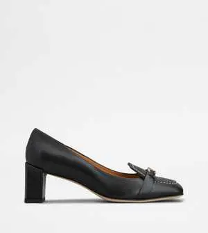 TOD'S Leather Pumps With T Timeless Accessory