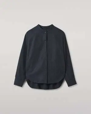 Johnstons Of Elgin Wool & Cashmere Blend Grandad Collar Shirt
