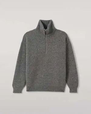 Johnstons Of Elgin Kinnaird Half Zip Donegal Cashere Juper - Grey