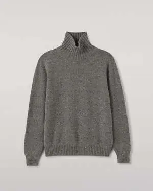 Johnstons Of Elgin Mackintoh Roll Neck Donegal Cahmere Jumper - Grey