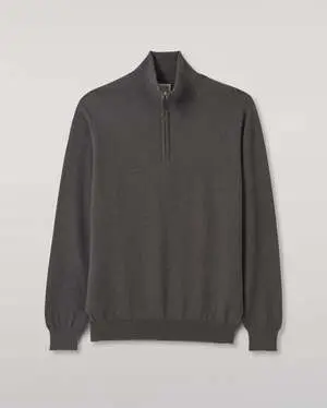 Johnstons Of Elgin Reuben Cahmere Zip Neck Jumper - Grey