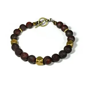 Rachel Nathan Gold / Red Narrow: Red Tiger Iron Bracelet