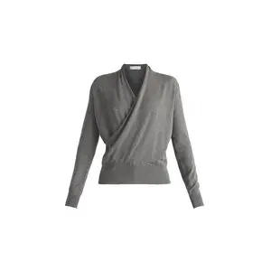 PAISIE Long Sleeve Knitted Wrap Top