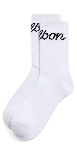 MALBON Bon Script Crew Socks - White