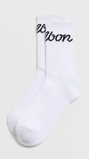 MALBON Bon Script Crew Socks - White