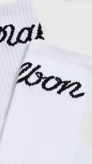 MALBON Bon Script Crew Socks - White