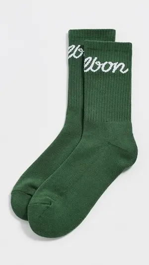 MALBON Bon Script Crew Socks - Forest