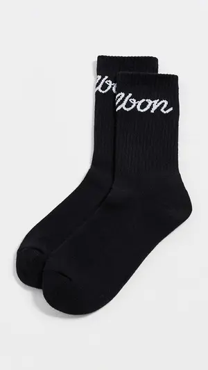 MALBON Bon Script Crew Socks - Black