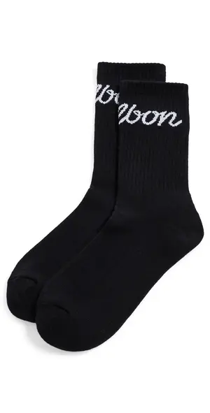 MALBON Bon Script Crew Socks - Black