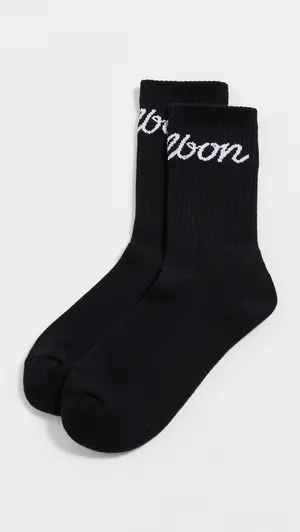 MALBON Bon Script Crew Socks - Black