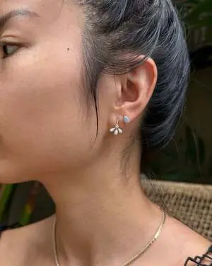 YI COLLECTION Opal & Diamond Fauna Stud Earrings