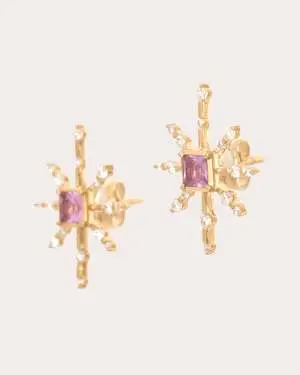 YI COLLECTION Sapphire & Diamond Starburst Stud Earrings