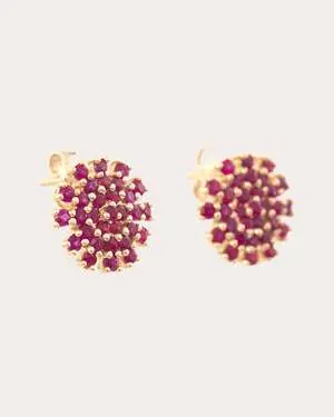 YI COLLECTION Ruby Flower Stud Earrings
