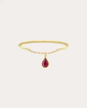 YI COLLECTION Ruby & 14k Gold Half-chain Drop Ring - Red