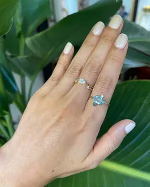 YI COLLECTION Aquamarine & Diamond Puzzle Ring