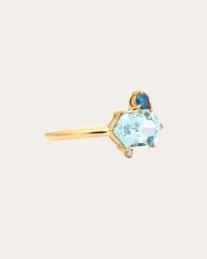 YI COLLECTION Aquamarine & Diamond Puzzle Ring