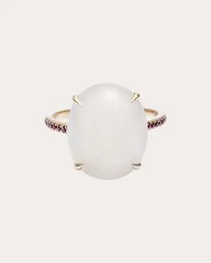 YI COLLECTION Jadeite & Ruby Globe Ring - White