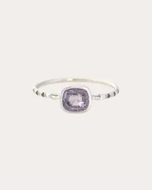 YI COLLECTION Black Diamond & Lilac Gray Spinel Petite Circle Ring - Purple