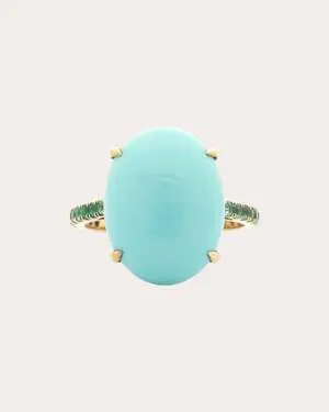 YI COLLECTION Turquoise & Emerald Globe Ring - Blue
