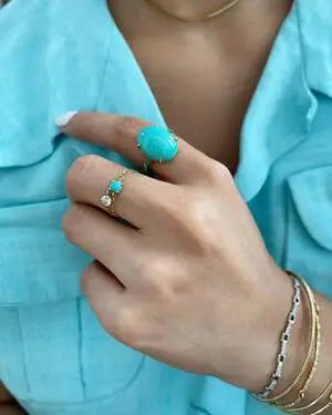 YI COLLECTION Turquoise & Emerald Globe Ring