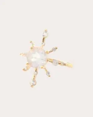 YI COLLECTION Rainbow Moonstone & Diamond Starburst Ring