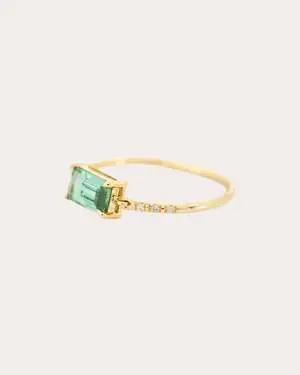 YI COLLECTION Diamond & Mint Tourmaline Petite Circle Ring