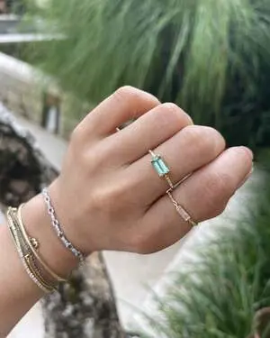 YI COLLECTION Diamond & Mint Tourmaline Petite Circle Ring
