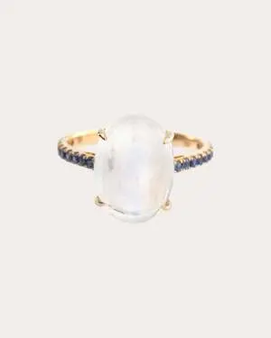 YI COLLECTION Rainbow Moonstone & Sapphire Globe Ring - White