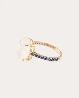 YI COLLECTION Rainbow Moonstone & Sapphire Globe Ring