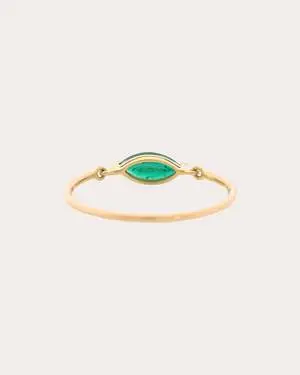 YI COLLECTION Emerald Marquise Petite Circle Ring
